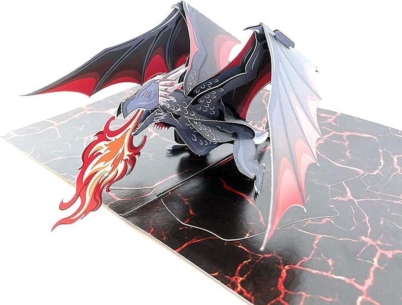 EnclosedWithLove Premium Fire Breathing Black Dragon 3D Card, Birthday ...