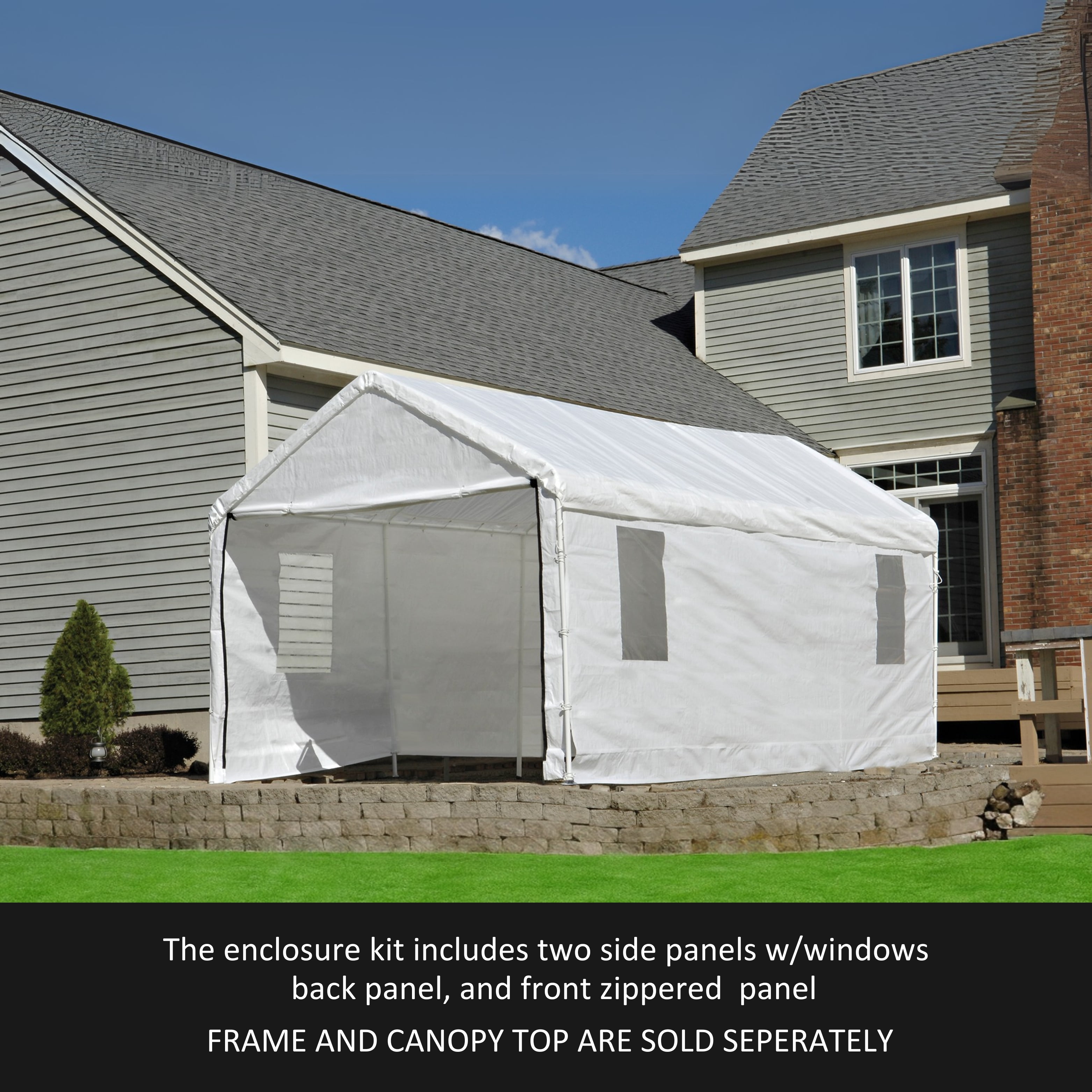 ShelterLogic MaxAP 10' x 20' Canopy Enclosure Kit with Windows, White ...