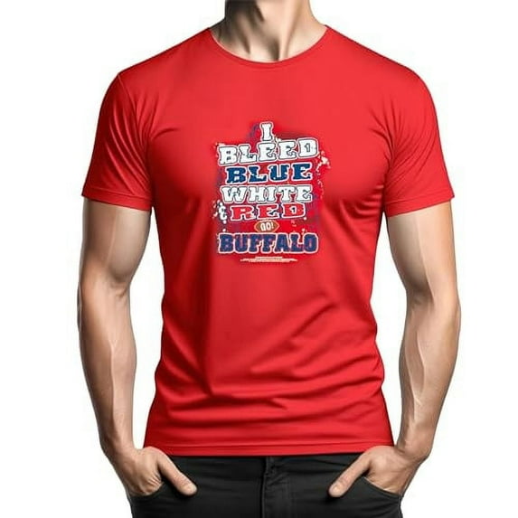 Encore Buffalo Football "I Bleed Blue, White and Red - GO Buffalo!" Red ...