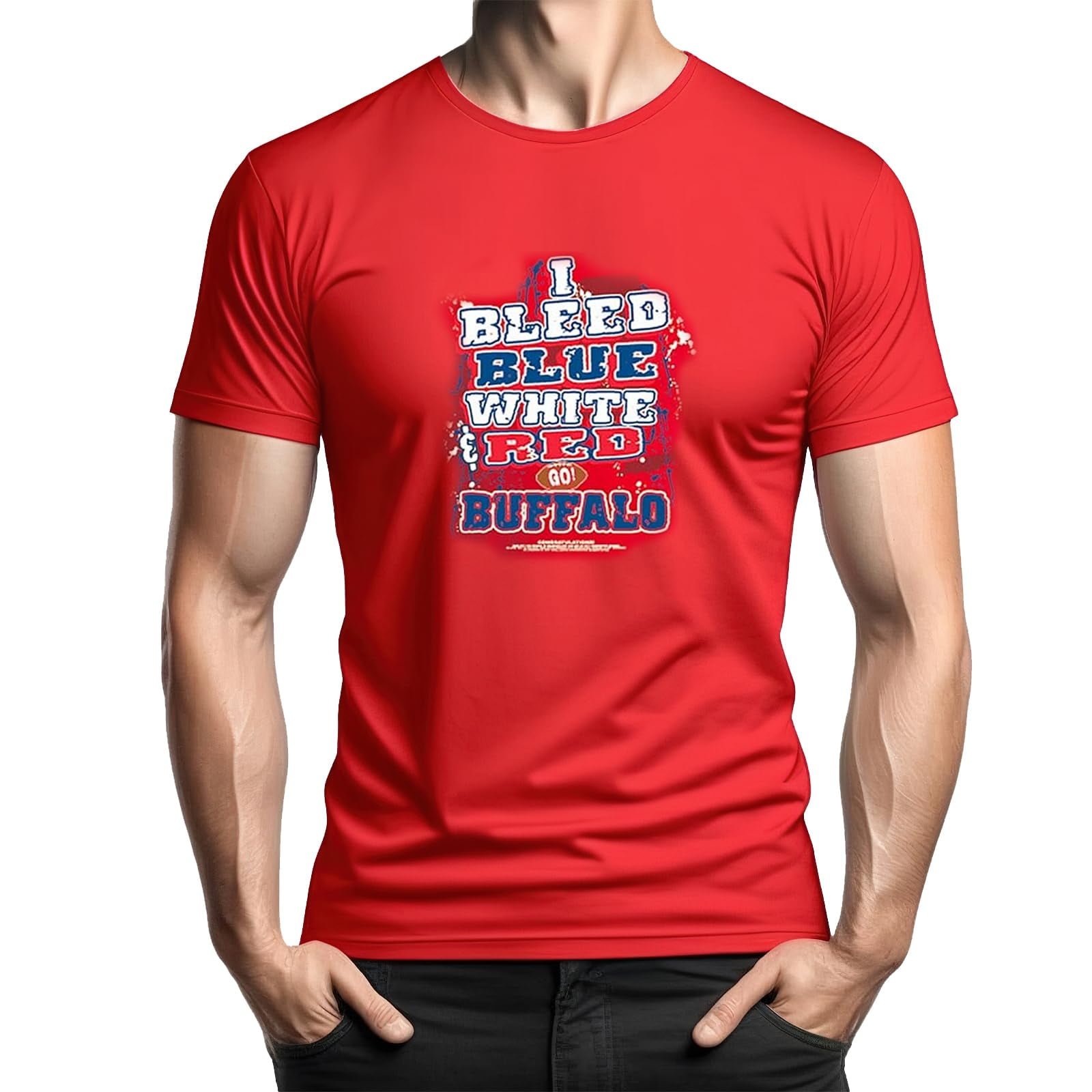 Encore Buffalo Football "I Bleed Blue, White and Red - GO Buffalo!" Red ...