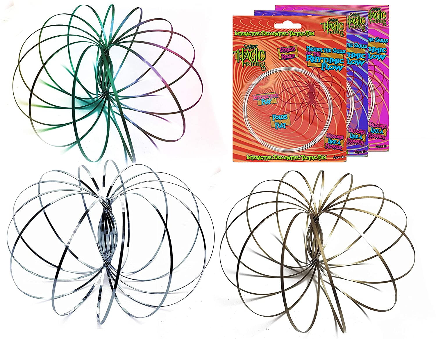 Encore Savage Magic Flow Ring Kinetic Spring Toy – 3 Pack, Fidget Toys ...