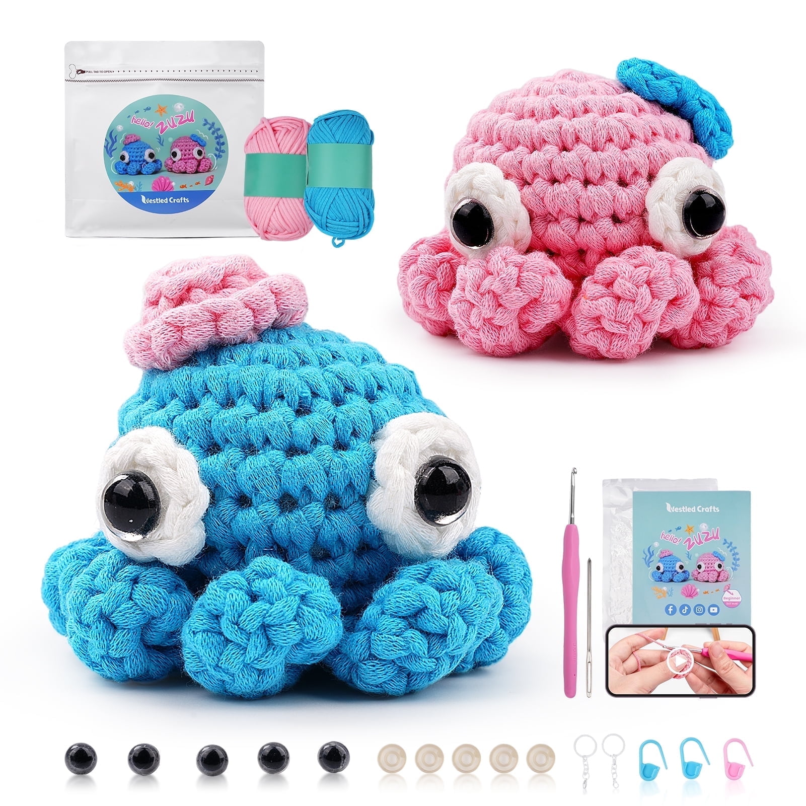 Encounter Beginner Crochet Kit for Octopus Amigurumi, Complete Starter ...