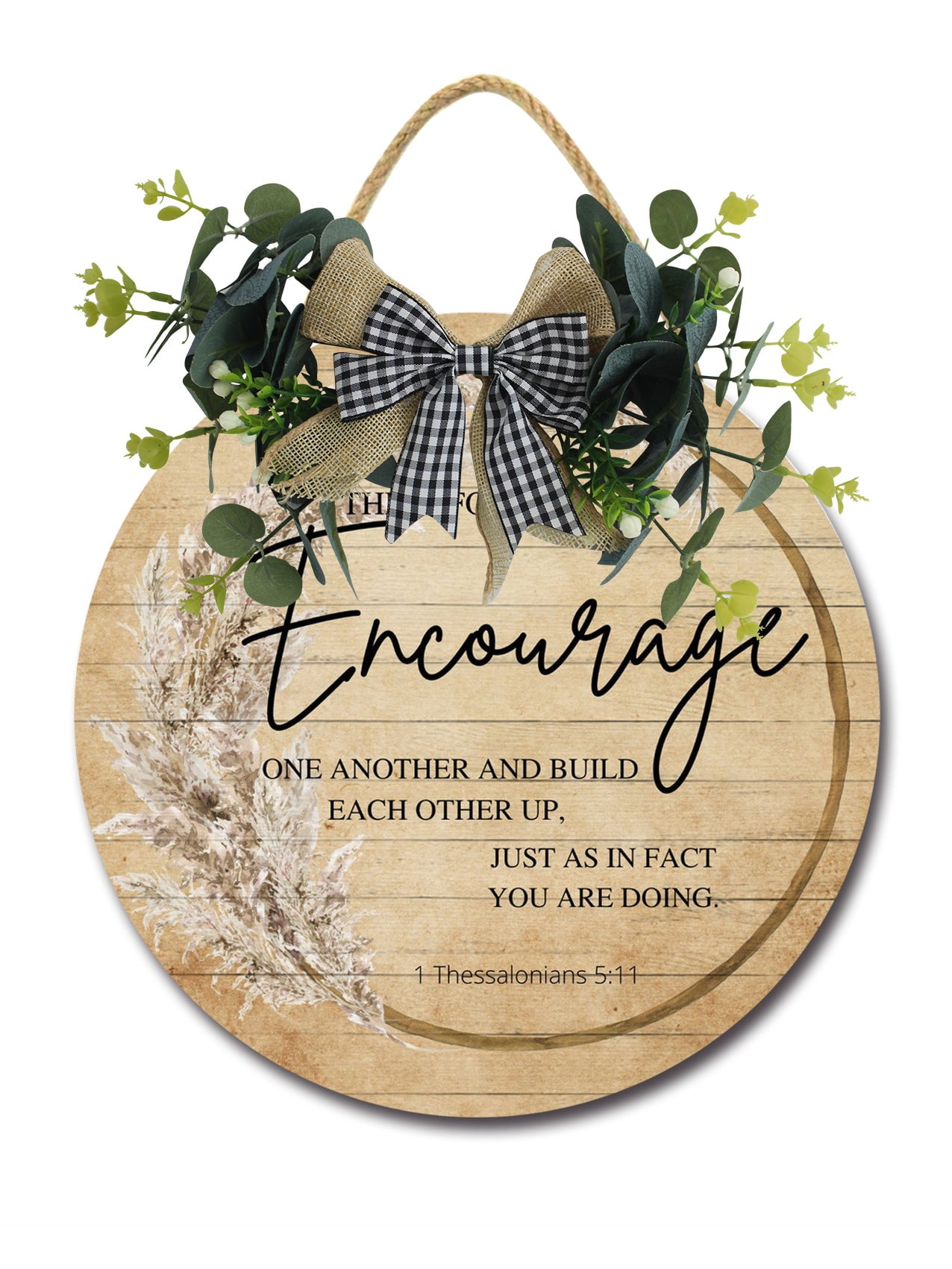 Encourage Sign Front for Door Decoration, 12 in Round Wood Wreaths Wall ...