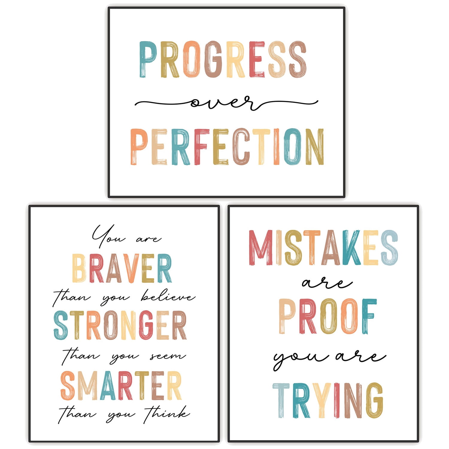 Encouragement Quote for Kids, Unframed Motivational Print Set, Boho ...