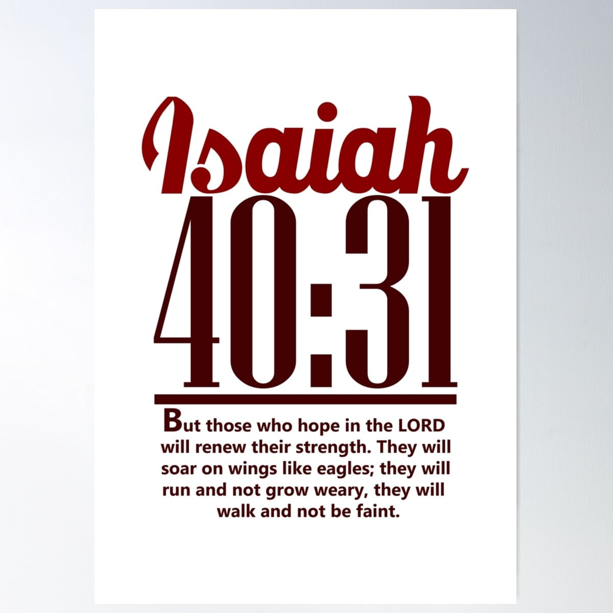 Encouraging Bible Verse Of Hope And Strength ; Isaiah 40:31 Poster Wall Art, Modern Wall Decor ...