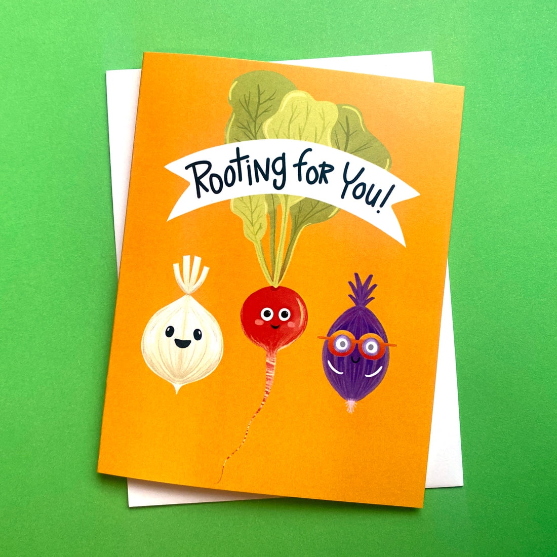 Encouraging Greeting Card – “Rooting for You!” – Fun Vegetable Design ...