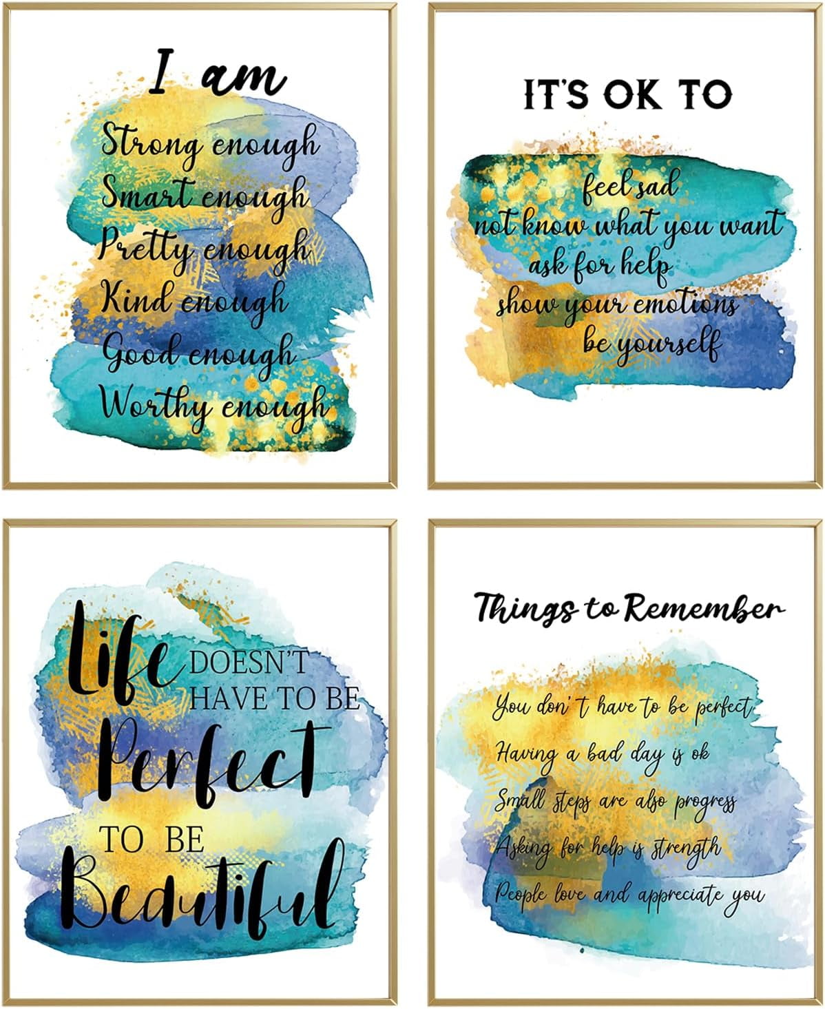 Encouraging Self Improvement Motivational Sayings Prints, Blue ...