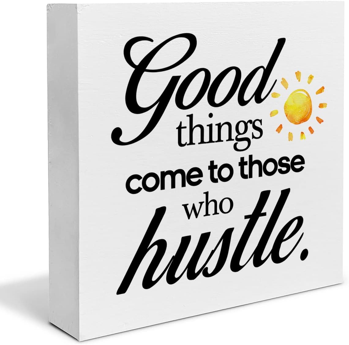 Encouraging Wood Box Sign Desk Decor Good Things Come to Those Who ...