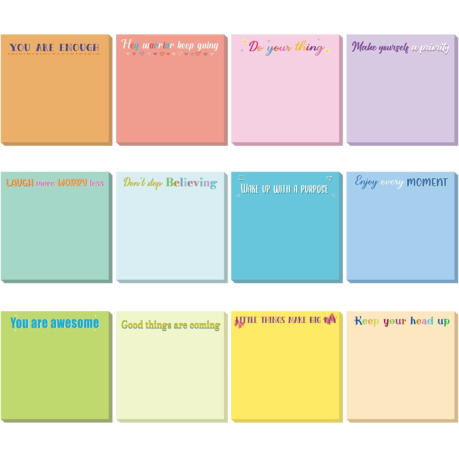 Encouraging sticky notes 3x3 inch, motivational quotes notepad, fun ...