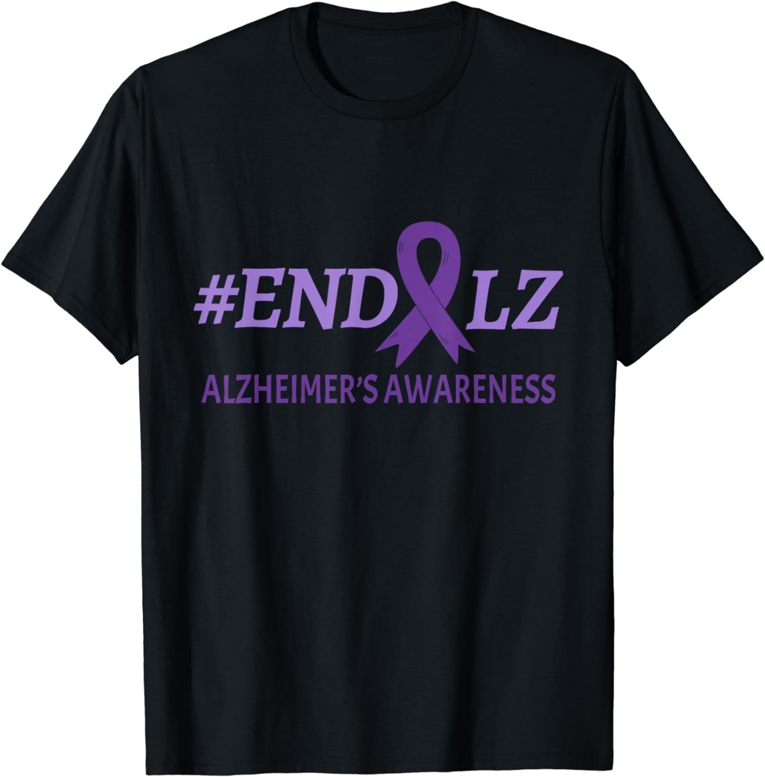 End ALZ Alzheimer's Awareness Purple Ribbon End Alzheimers T-Shirt ...