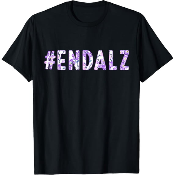 End Alz Alzheimer'S Awareness Purple Butterfly Flower Floral T-Shirt ...