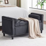 PU Leather Sofa Bench with Storage, Entryway Foot Stool with 2 ...