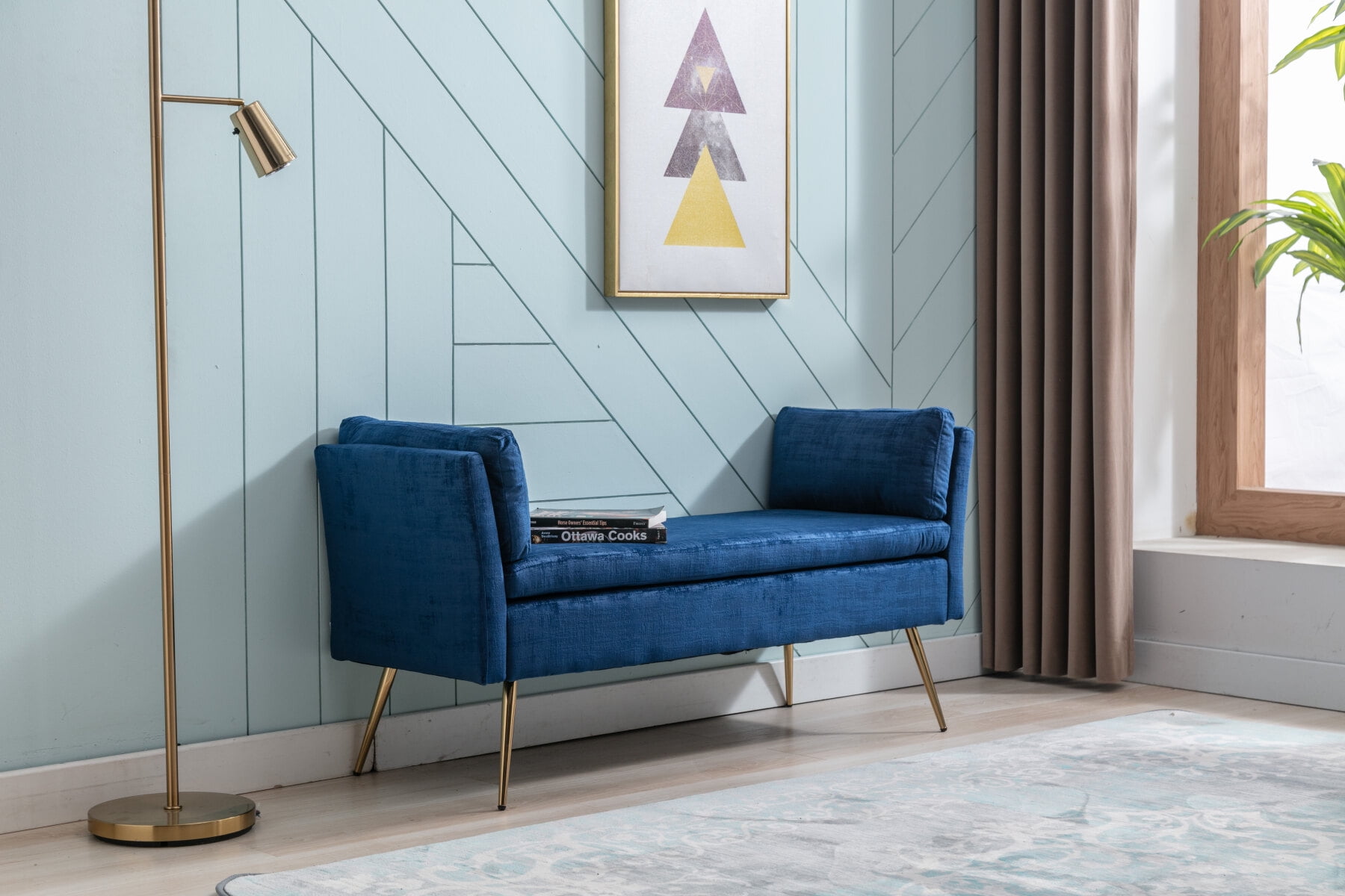 End of Bed Bench, Modern Upholstered Foot Rest Long Stool Ottoman Bench ...