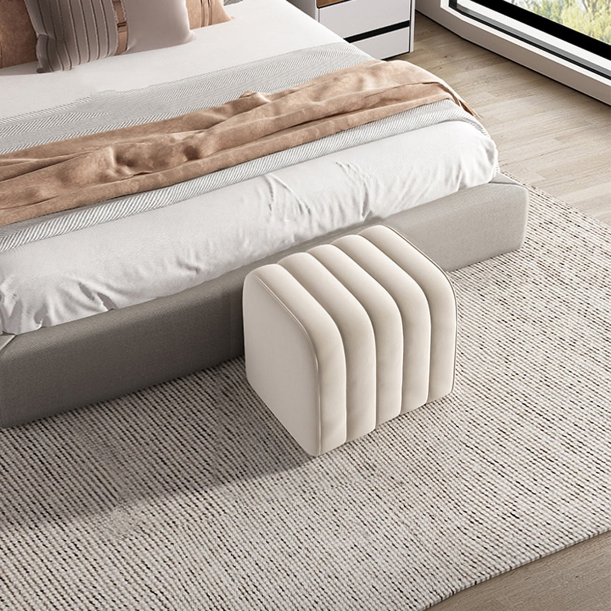 End Of Bed Bench, Modern Velvet Fabric Upholstered Entryway Bench Seat ...