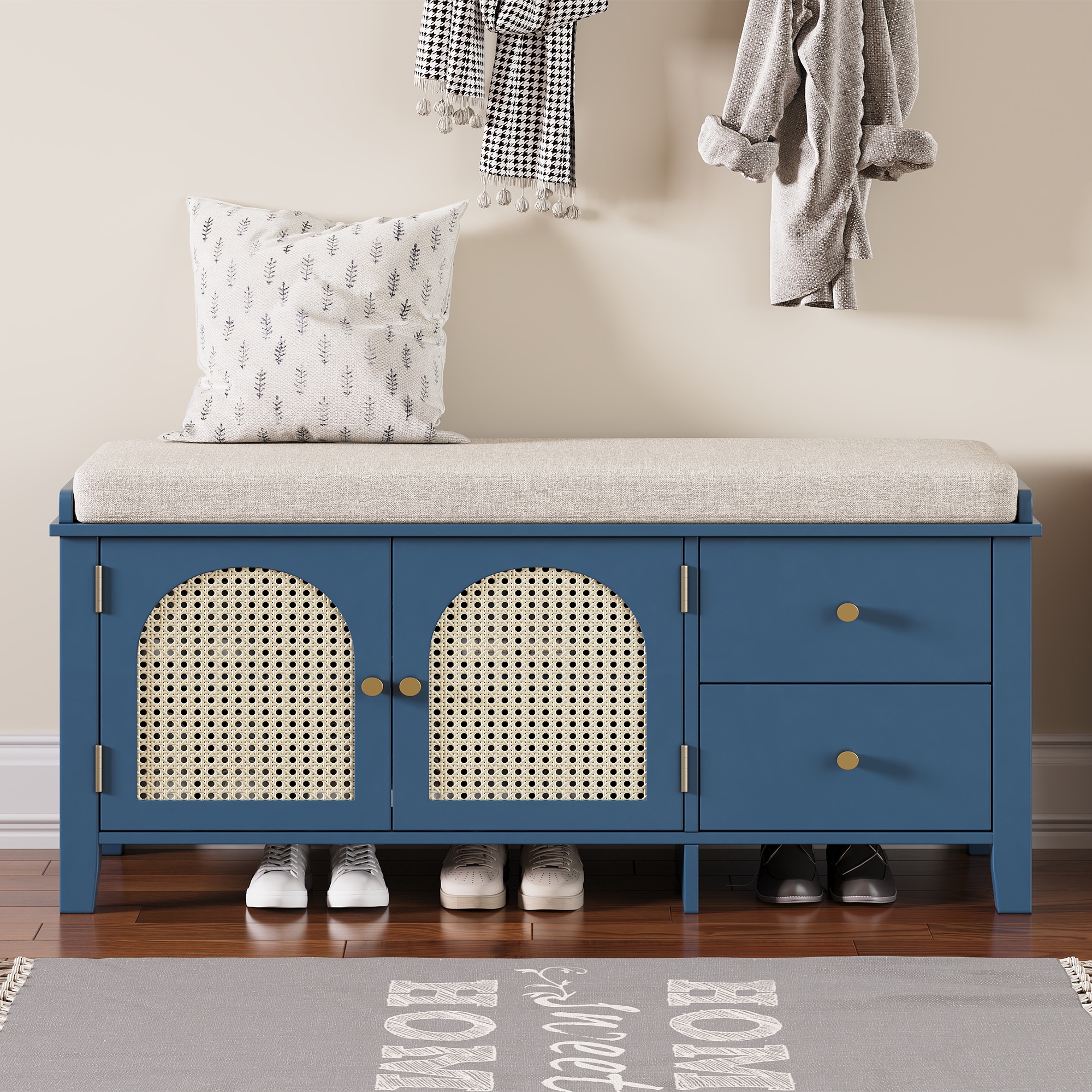 Shoe Storage Bench, Atumon Shoe Ottoman with Cushion, Shoe Bench with 2 ...