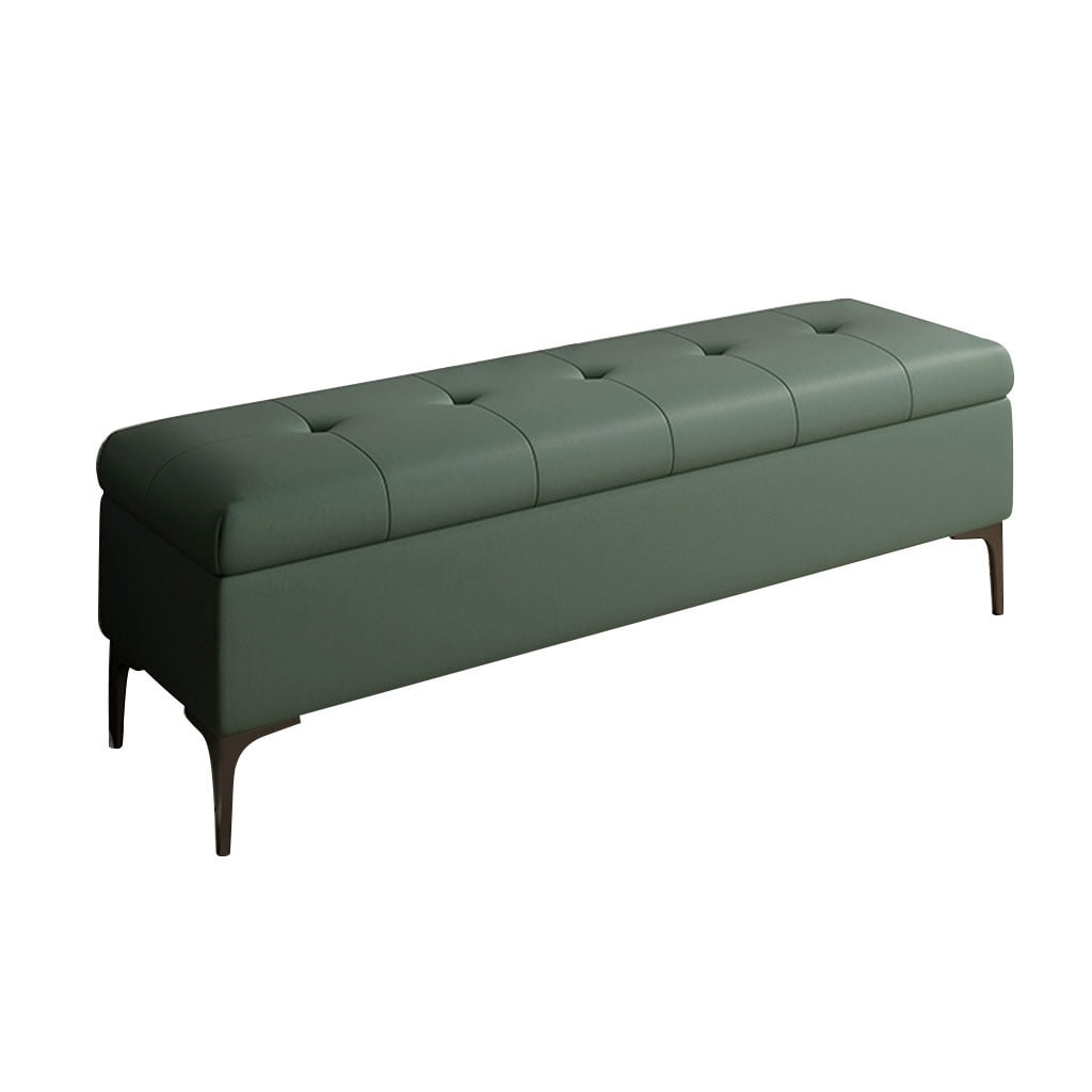 End Bed Storage Bench With Flip Top, Rectangular Faux Leather Storage ...