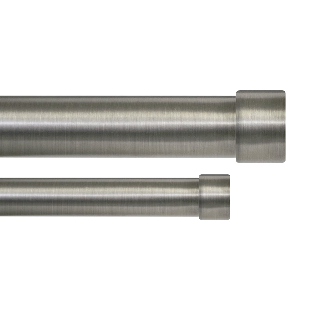 Lumino 1" and 5/8" Plated Pewter Cap Adjustable Double Curtain Rod Set ...