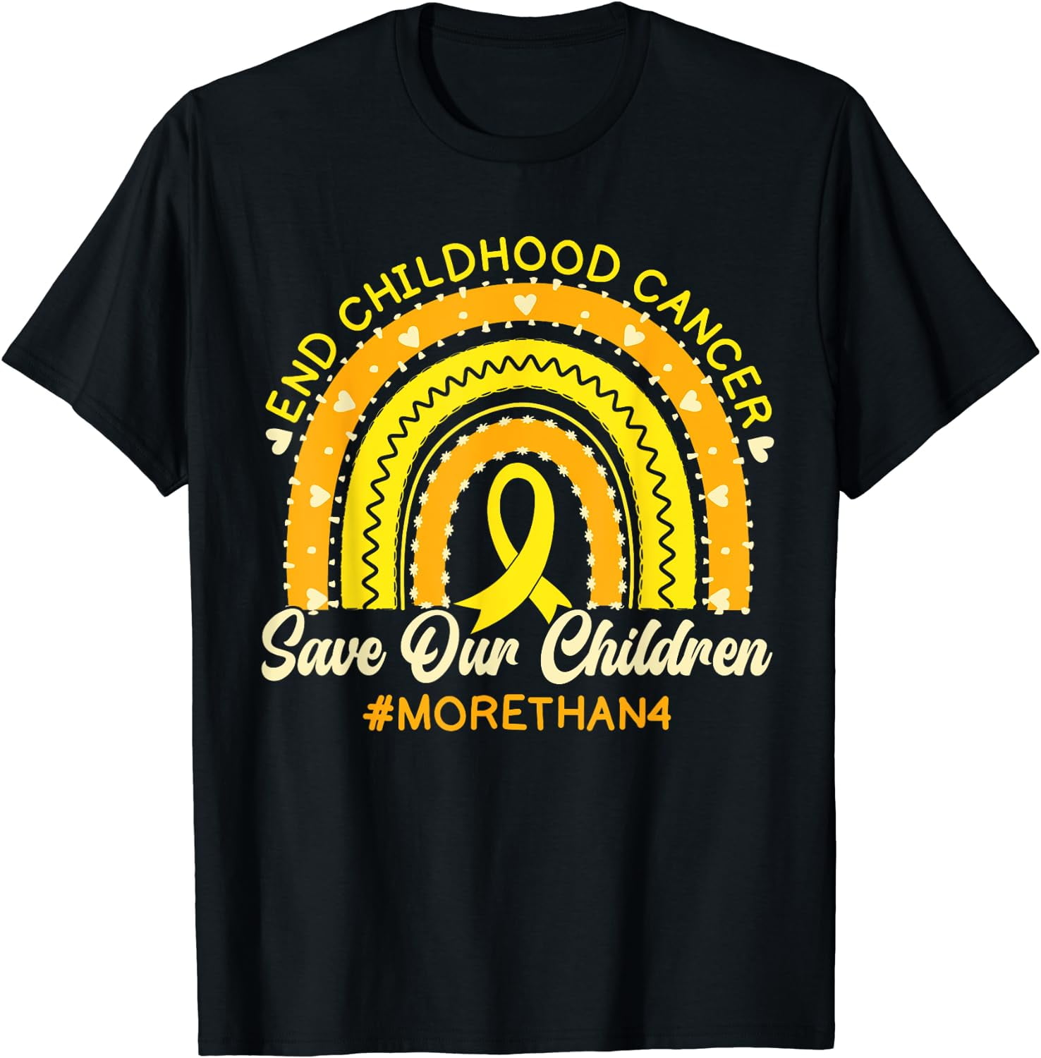 End Childhood Cancer Save Our Children Rainbow Gold Ribbon T-Shirt ...