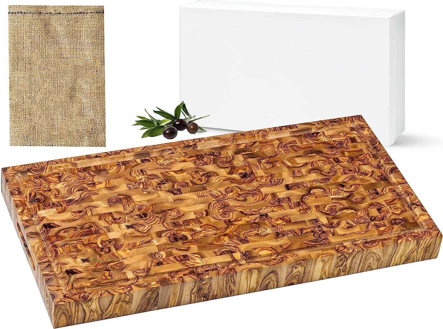 End Grain Butcher Block Cutting Board, Olive Wood Cutting Steak Board ...
