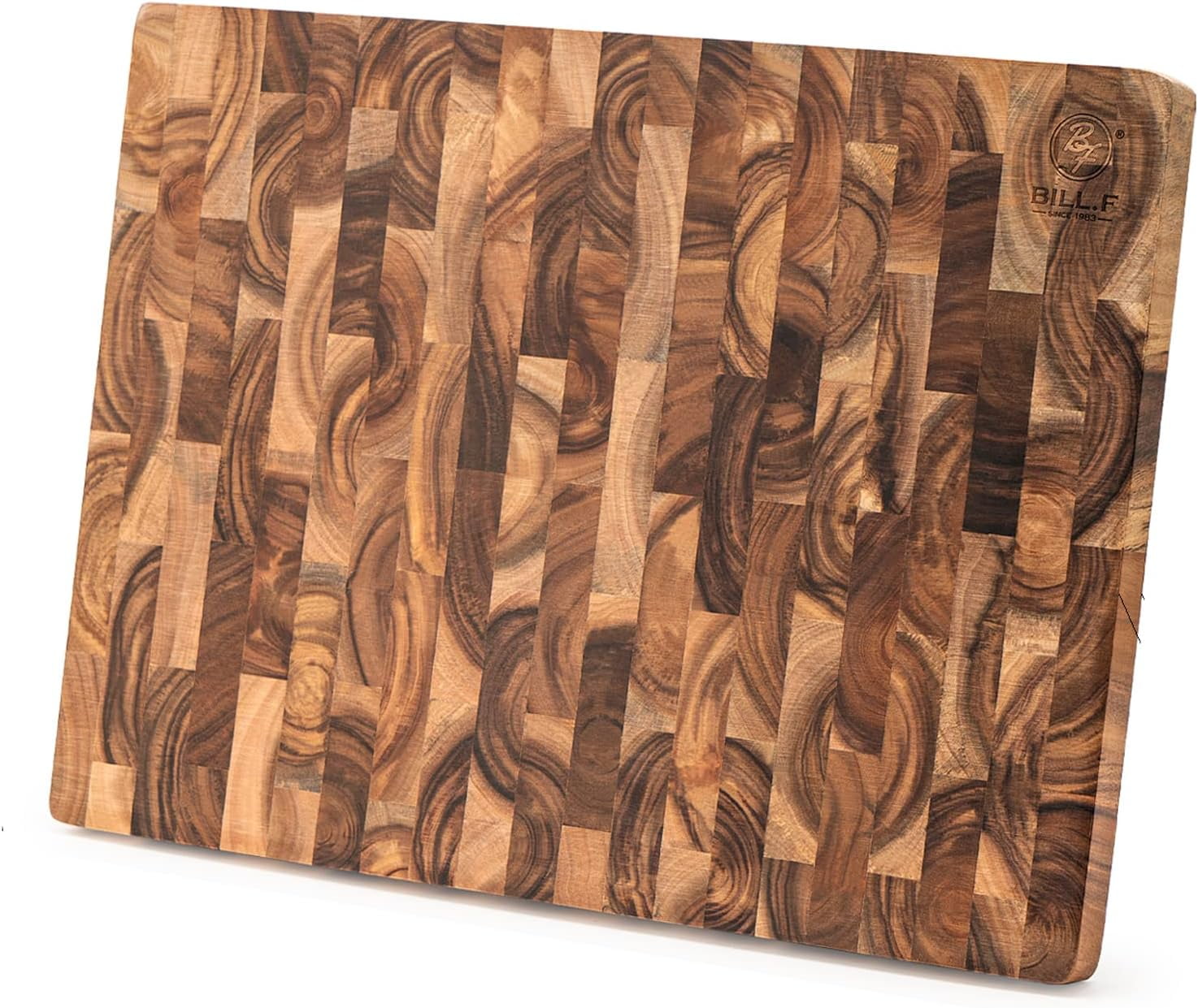 End Grain Cutting Board, Acacia Wood Cutting Board with Non-slip Feet,16" x 12" x 1",Reversible ...