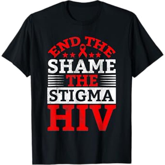 End HIV Shame Stigma Red Ribbon Awareness World AIDS Day T-Shirt ...
