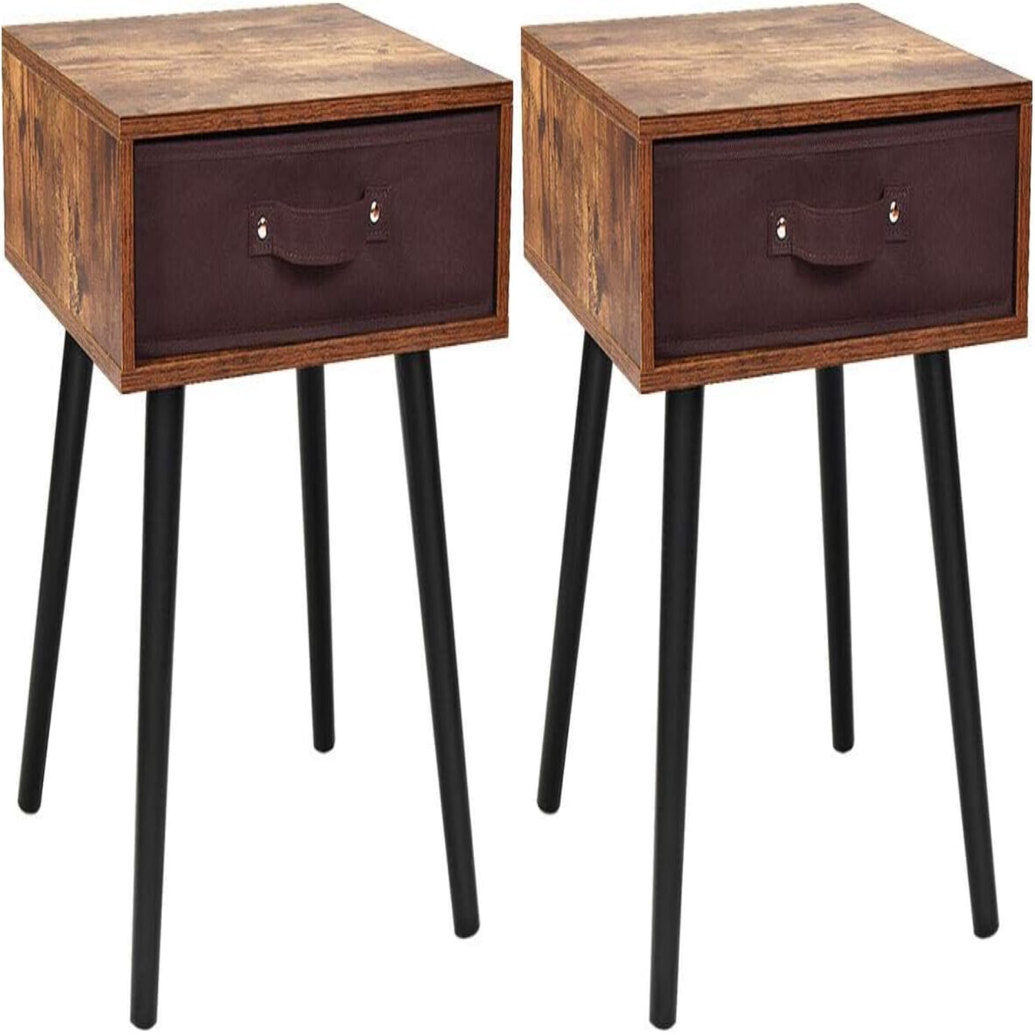 End Mid-Century Retro Bedside W/ 1 Removable Fabric Drawer and Solid ...