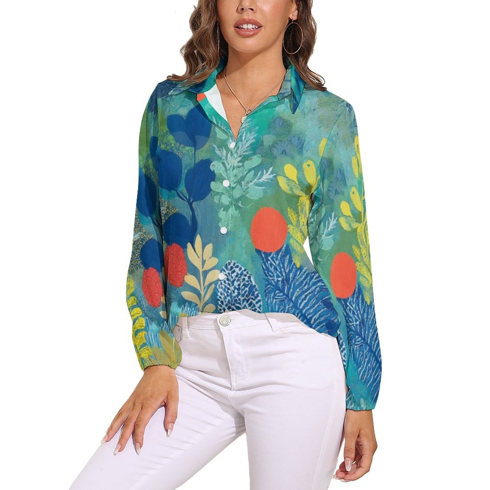 End Of The Square Neck-1 Vntage Casual Long Sleeve Shirt Blouse Woman Streetwear Summer Sun ...