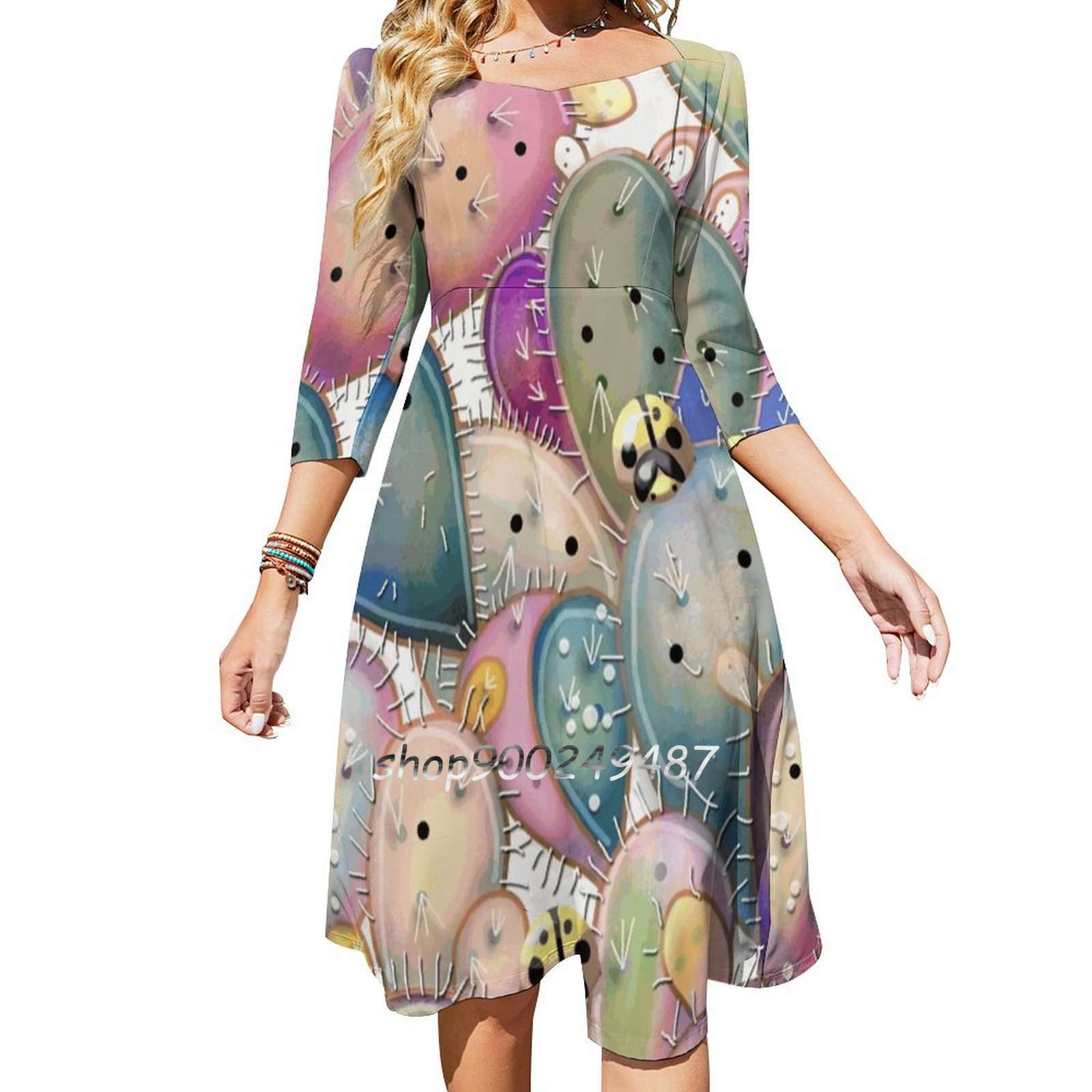 End Of The Square Neck Dress Summer Dress Women Elegant Halter Print ...