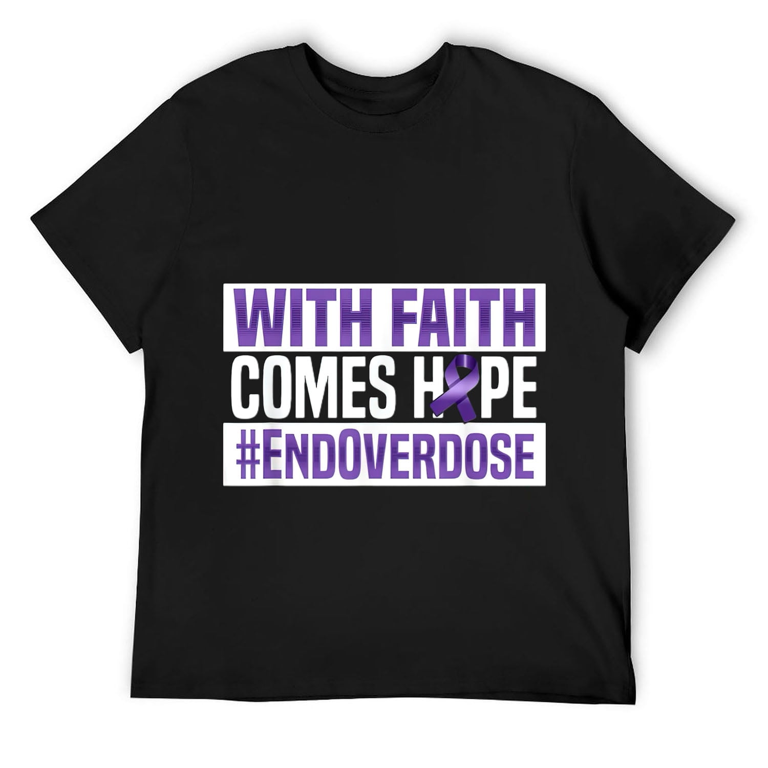 End Overdose With Faith Comes Hope Purple Ribbon Shirt Black 4XL ...