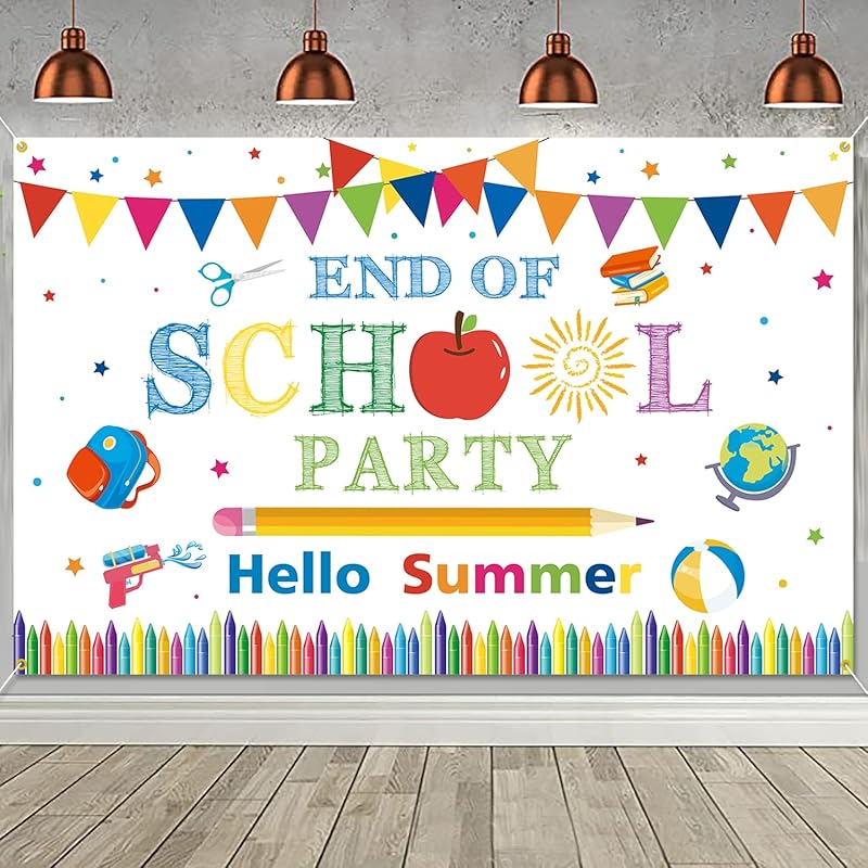 End of School Party Backdrop Banner End of School Year Backdrop Photo ...