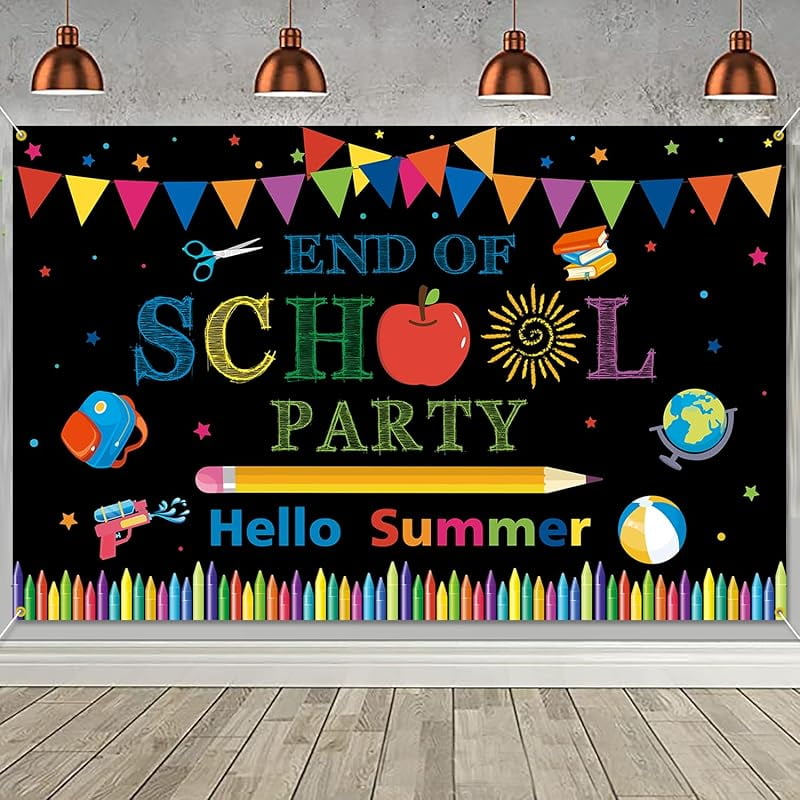 End of School Party Backdrop Banner End of School Year Backdrop Photo ...