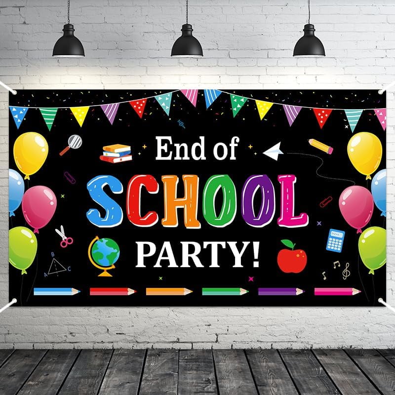 End of School Party Backdrop - Graduation Party Photo Studio Booth ...