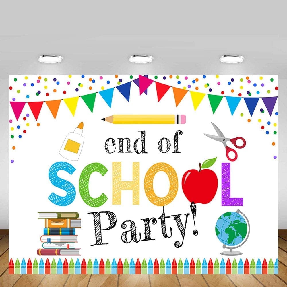 End of School Party Photo Studio Booth Backdrops Props Colorful Pens ...