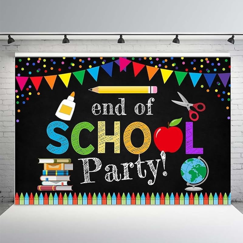 End of School Party Photo Studio Booth Backdrops Props Colorful Pens ...