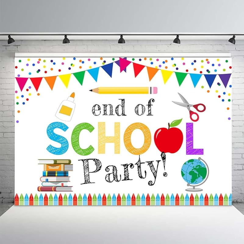 End of School Party Photo Studio Booth Backdrops Props Colorful Pens ...