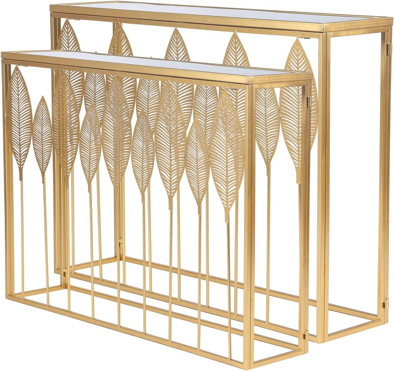 End Side Decorative Metal Accent Nesting Nightstands with Stainless ...