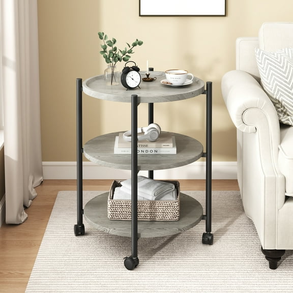 2-Set 3 Tier End Table, Telephone Table Set of 2, Tall Side Table with ...