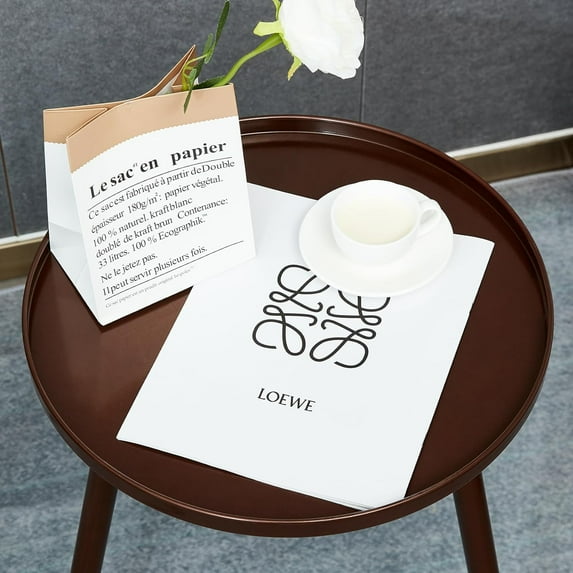 End/Side Tables - Small Round Accent Table, Metal Bronze Narrow Night ...