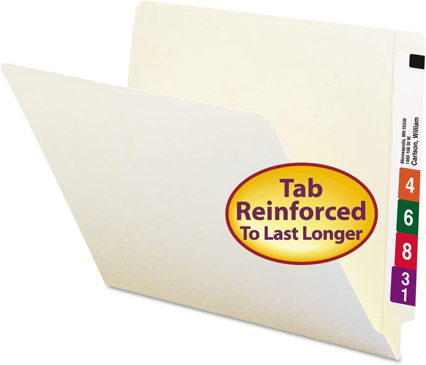End Tab File Folder, Shelf-Master Reinforced Straight-Cut Tab, Letter ...