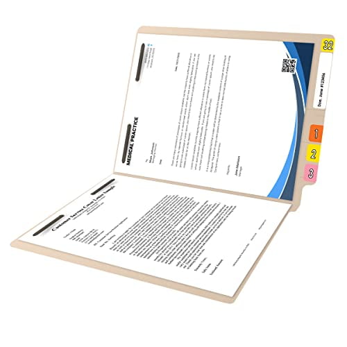 End Tab Manila File Folders with Fasteners, Perfect for Medical Office ...