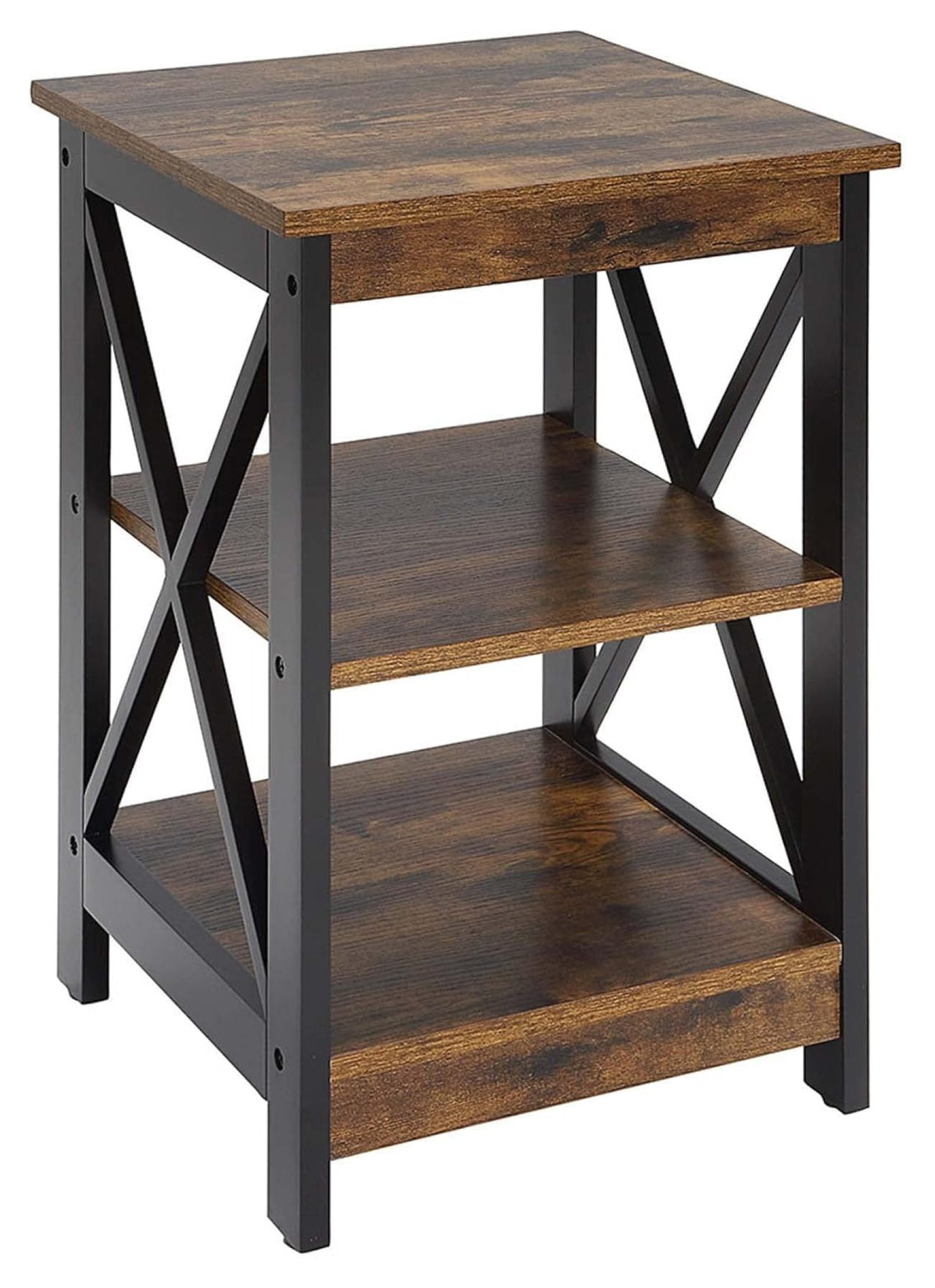 End Table 15.75" - Modern Living Room Table with Storage Shelves, Transitional Nightstand Side ...