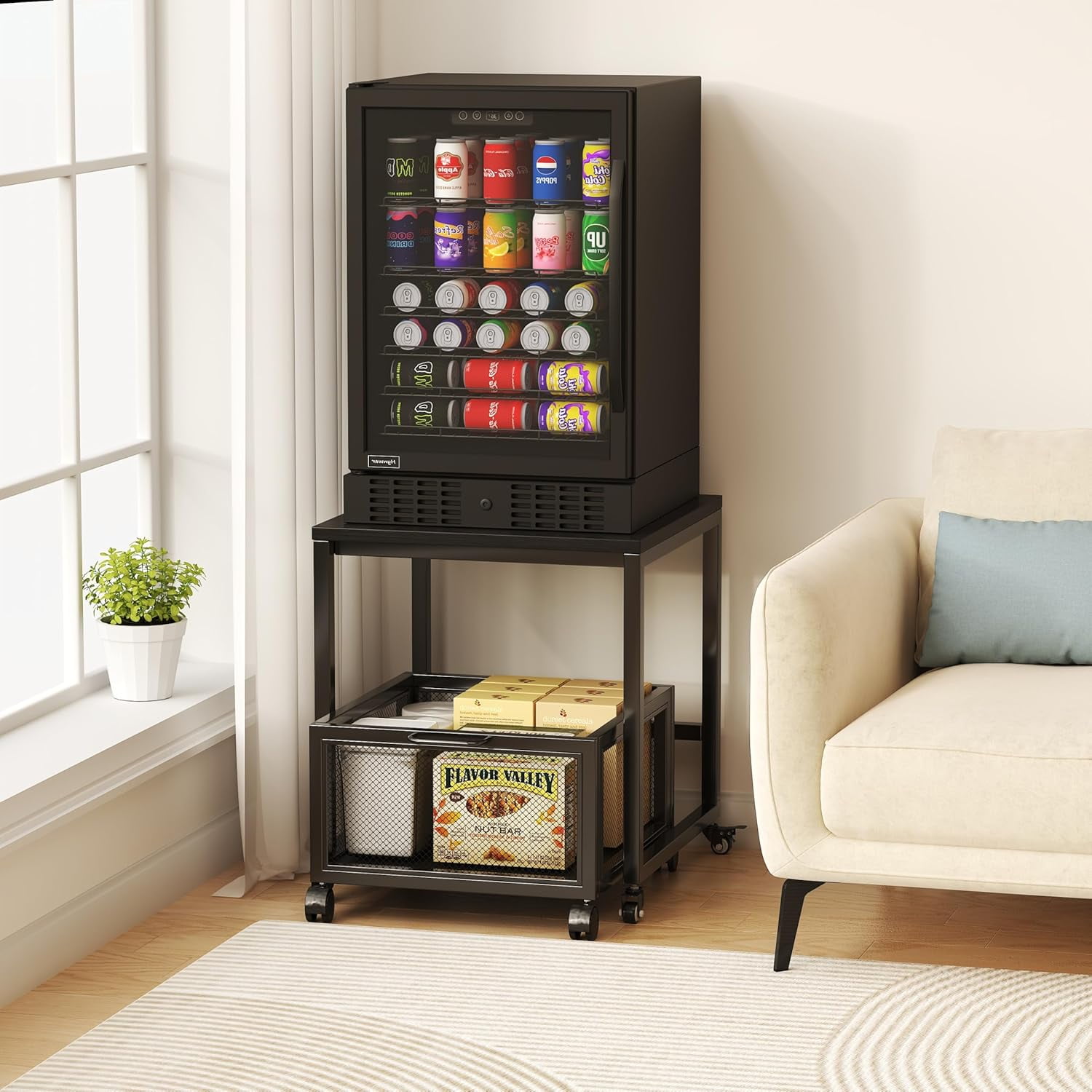End Table, 19.7" Mini Fridge Stand with Storage, Printer Stand with ...
