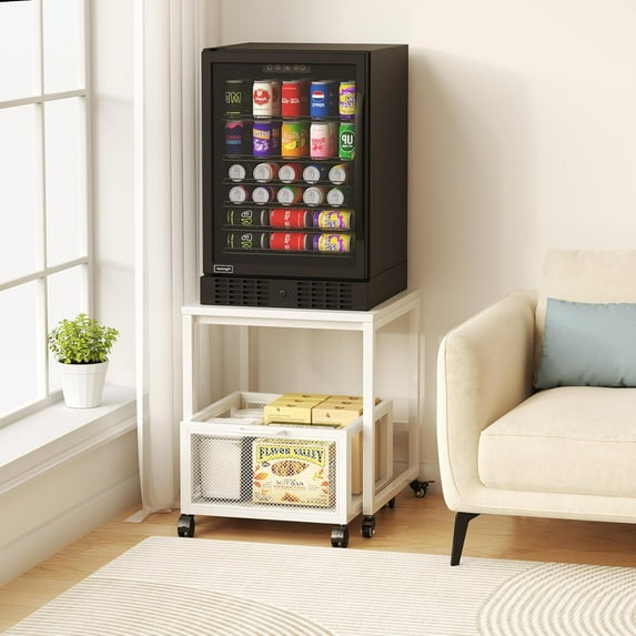 End Table, 19.7" Mini Fridge Stand with Storage, Printer Stand with ...