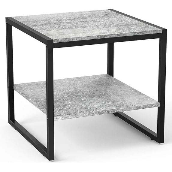 End Table, 20 Inch Square End Table, Mini Fridge Stand with 2-Tier ...