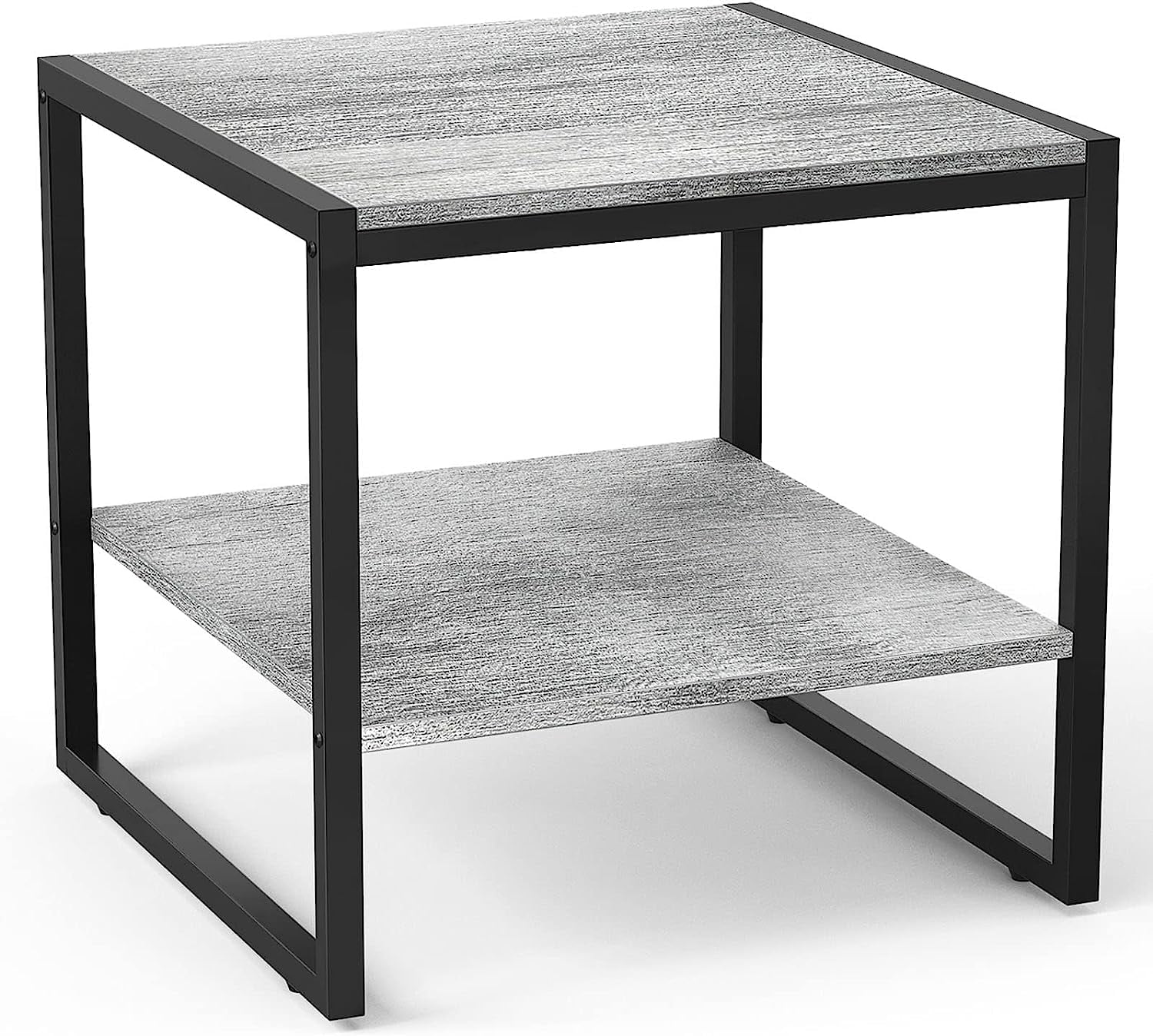 End Table, 20 Inch Square Side Table Modern Night Stand with 2-Tier ...