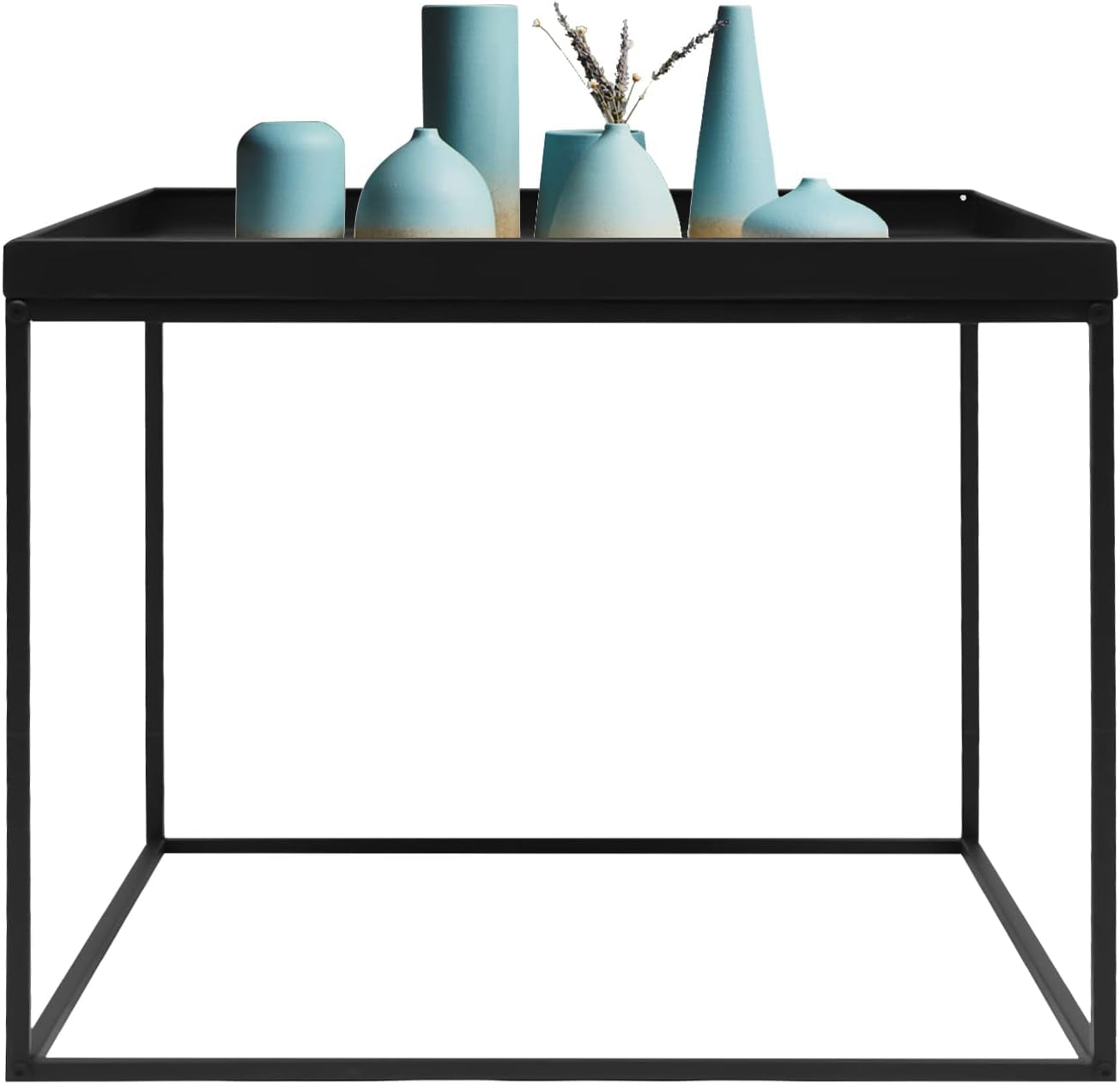 End Table, 24" Square Metal Square Tray Coffee End Table Side Table ...