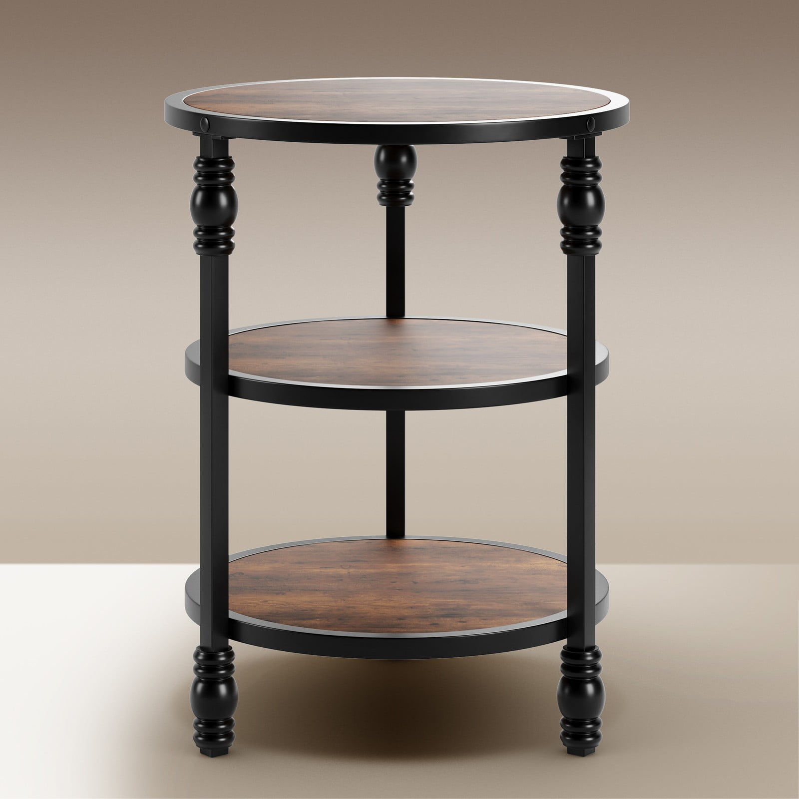 End Table, 3-Tier Round Side Table Living Room Accent Table with Storage Shelves - Walmart.com