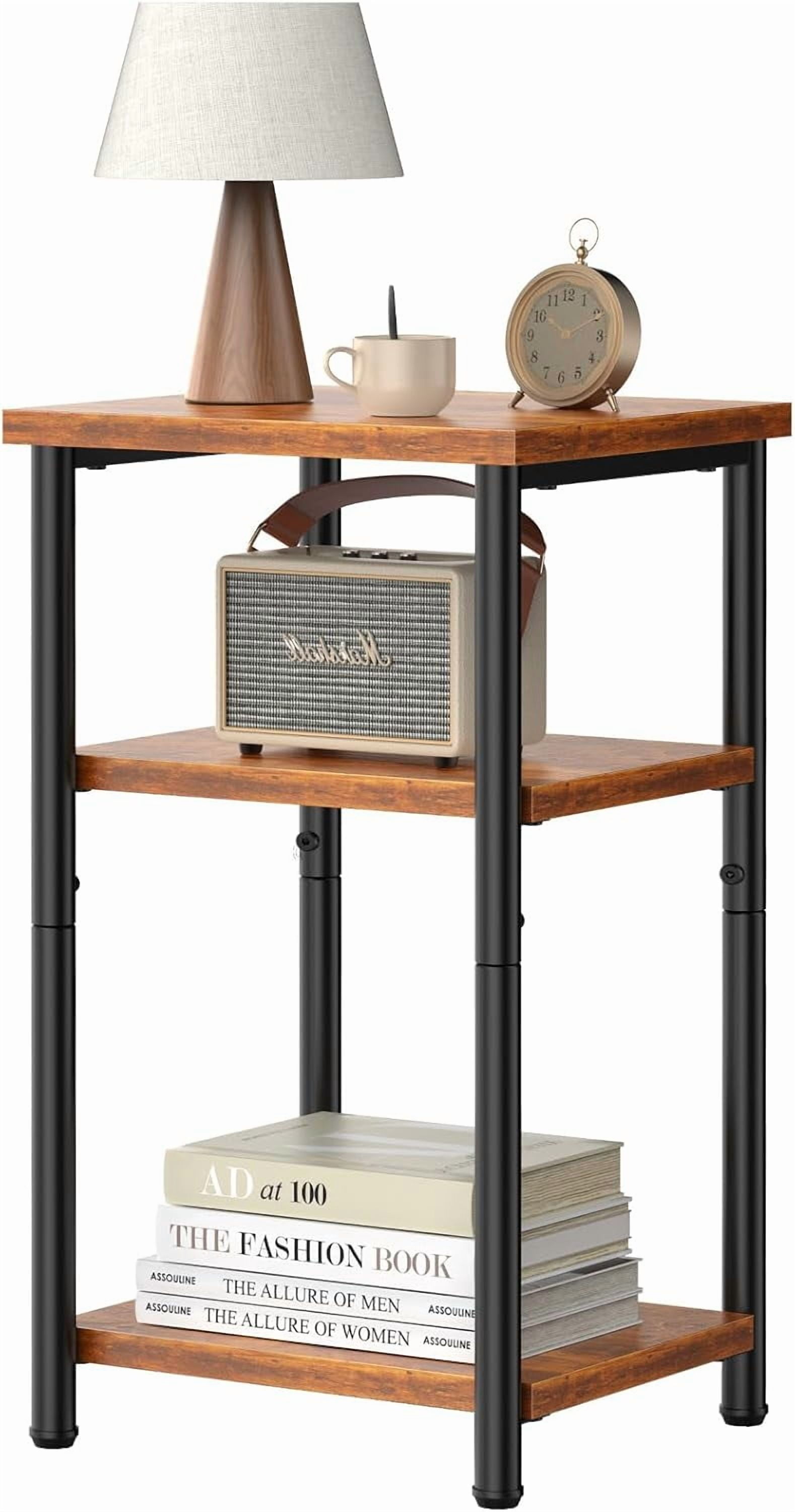 End Table, 3 Tier Side Sofa Tables for Small Space, Storage Shelf ...