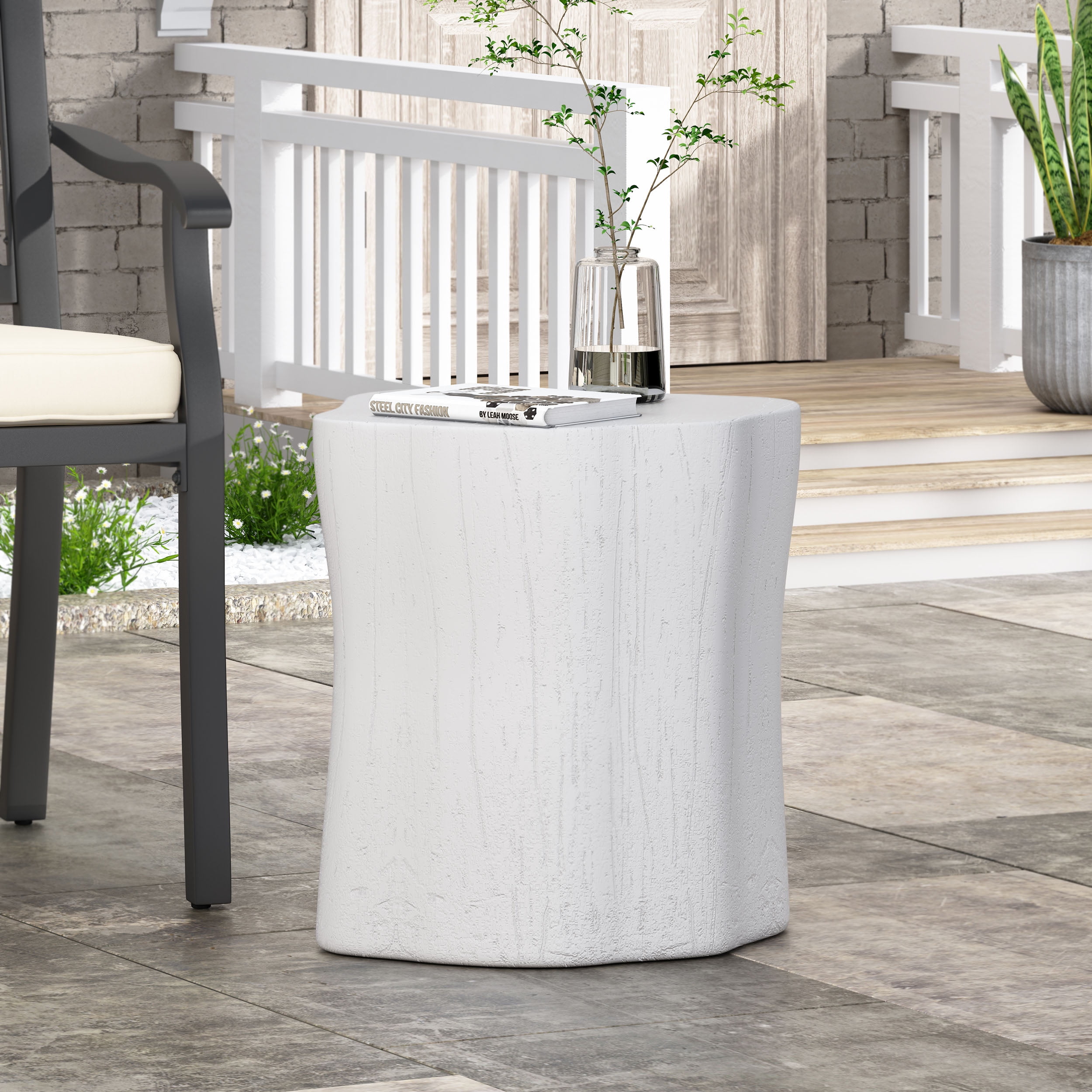 End Table,Antique White Magnesium Oxide Garden Outdoor Patio Outdoor ...
