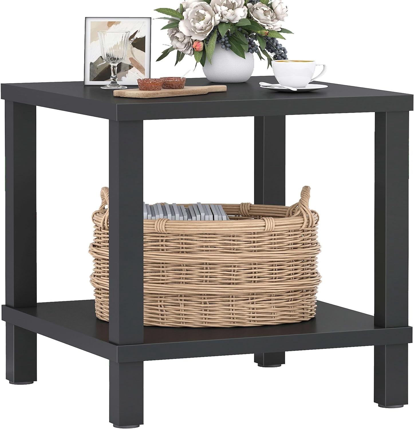 End Table, Bedside Table 20 Inch Square, Easy Put Together, No Tools ...